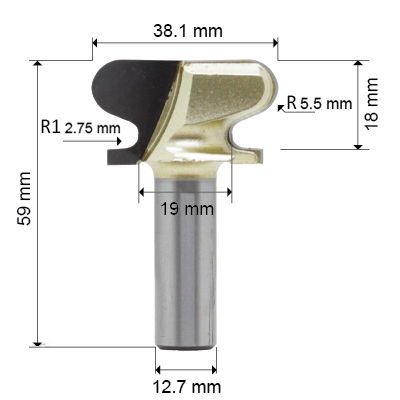 Freze pentru manere D1 : 38.1, D2 : 12.7, L1 : 60, L2 : 20.63, R : 5.50 ...